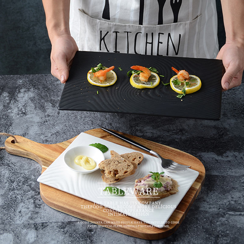 Pure white ceramic Nordic breakfast flat plate tra... – Grandado