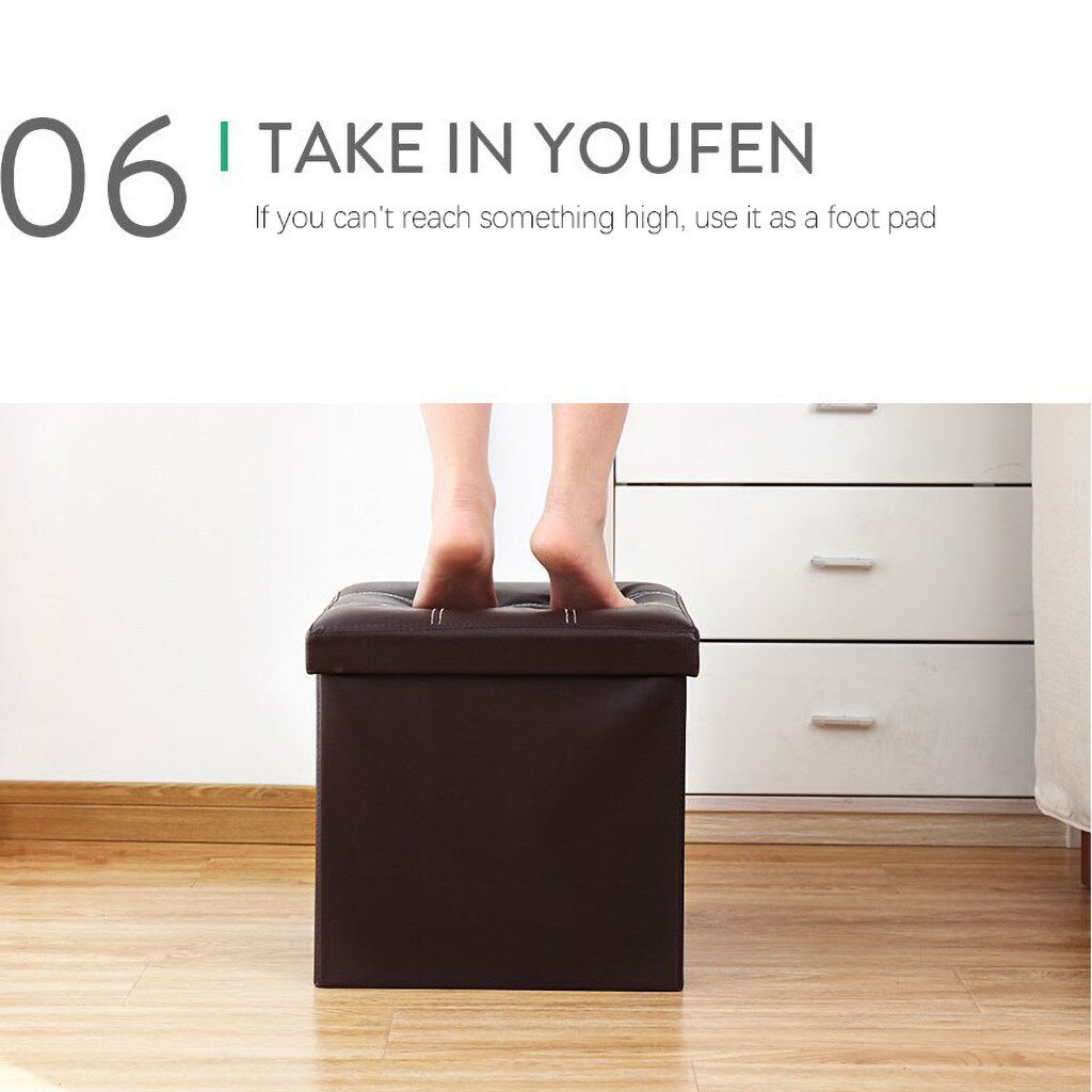 Folding Cuboid Ottoman Bench Pouffe Storage Box Lo... – Vicedeal