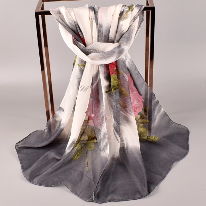 Fal/vinn rose floral flower chiffon skjerf silke f... – Vicedeal