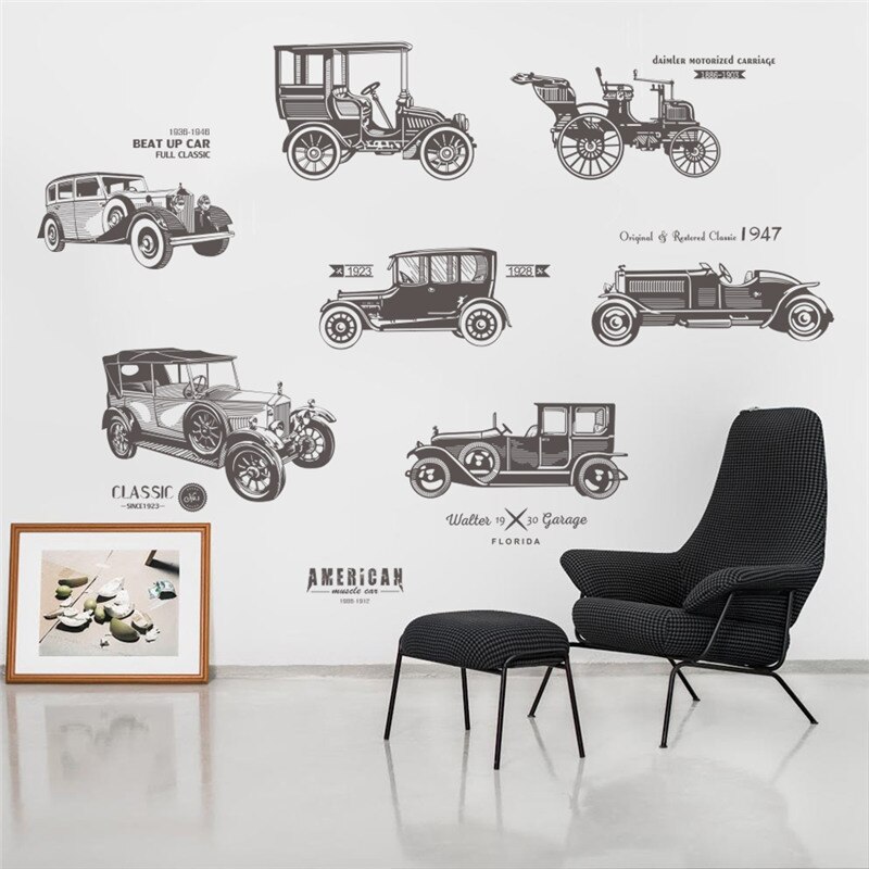 Retro Cars Pattern Wall Stickers For Bedroom Offic... – Vicedeal