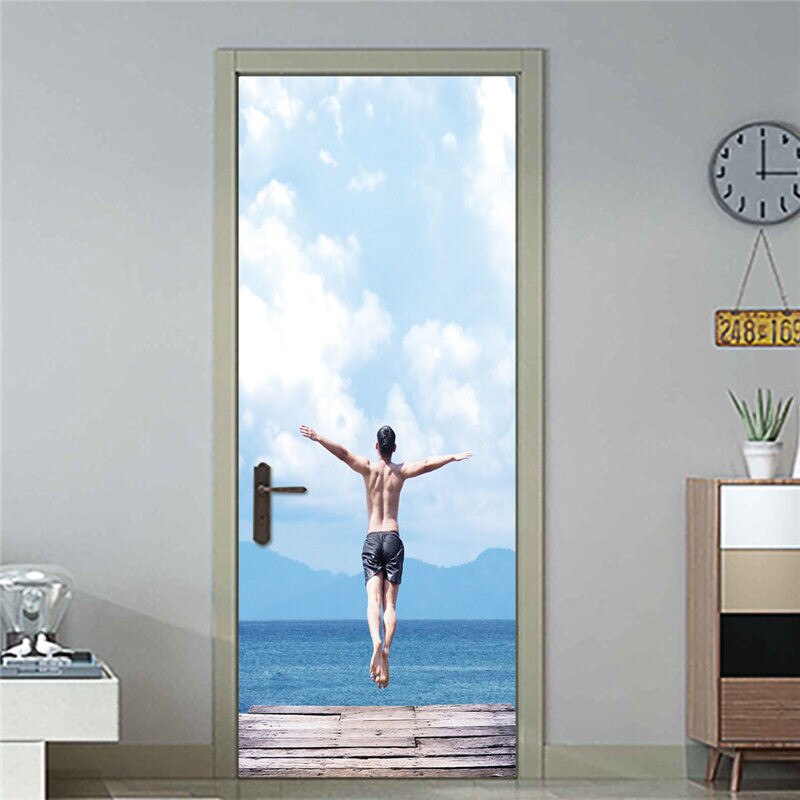 Sunny Waterside Home Decoration Door Stickers Suns... – Grandado