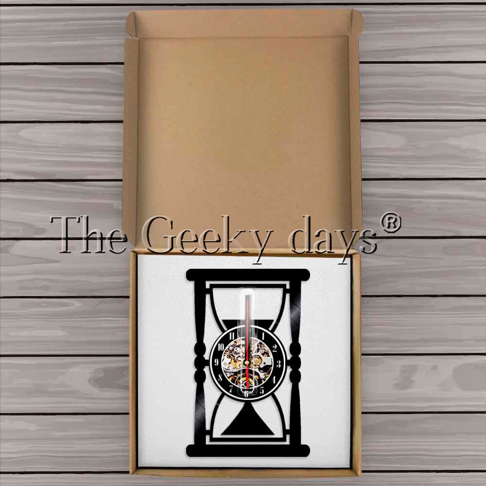 Hourglass Wall Art Vinyl Led Wall Clock Vintage LP... – Grandado