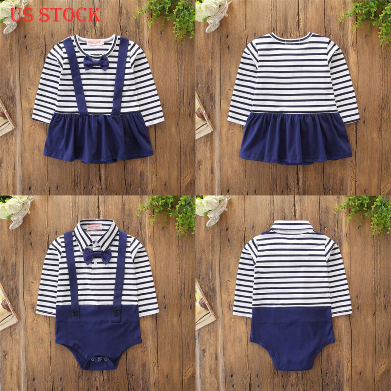 US Stock Newborn Baby Girl Boy Navy Style Striped ... – Vicedeal