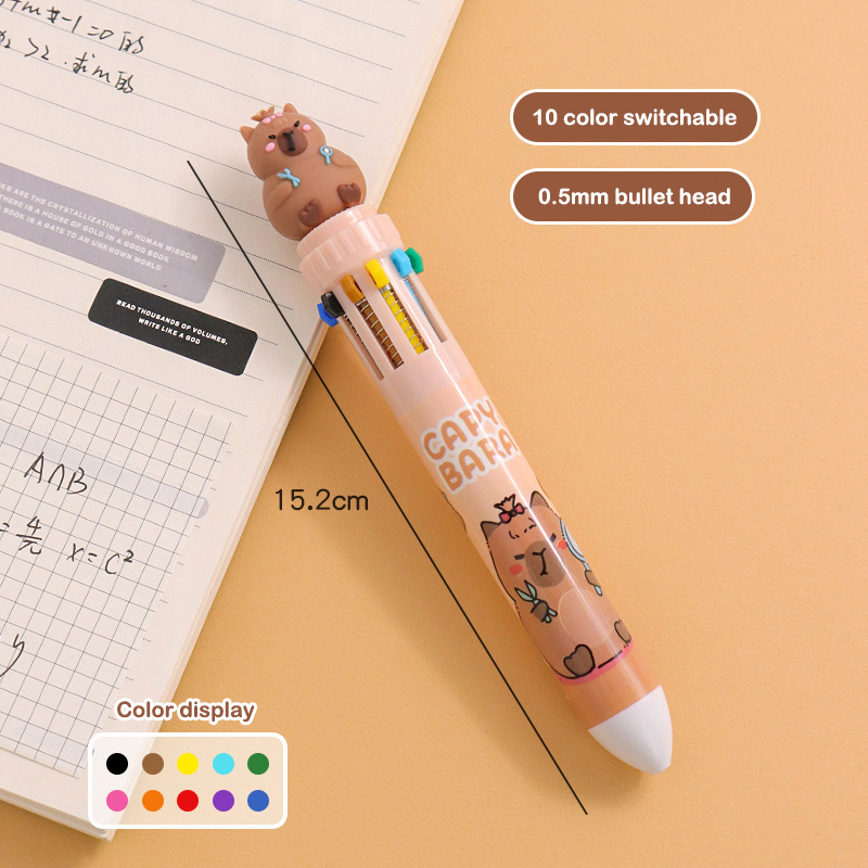 Cartoon Capybara Ten Color Ball Pen Ballpoint Pen ... – Grandado