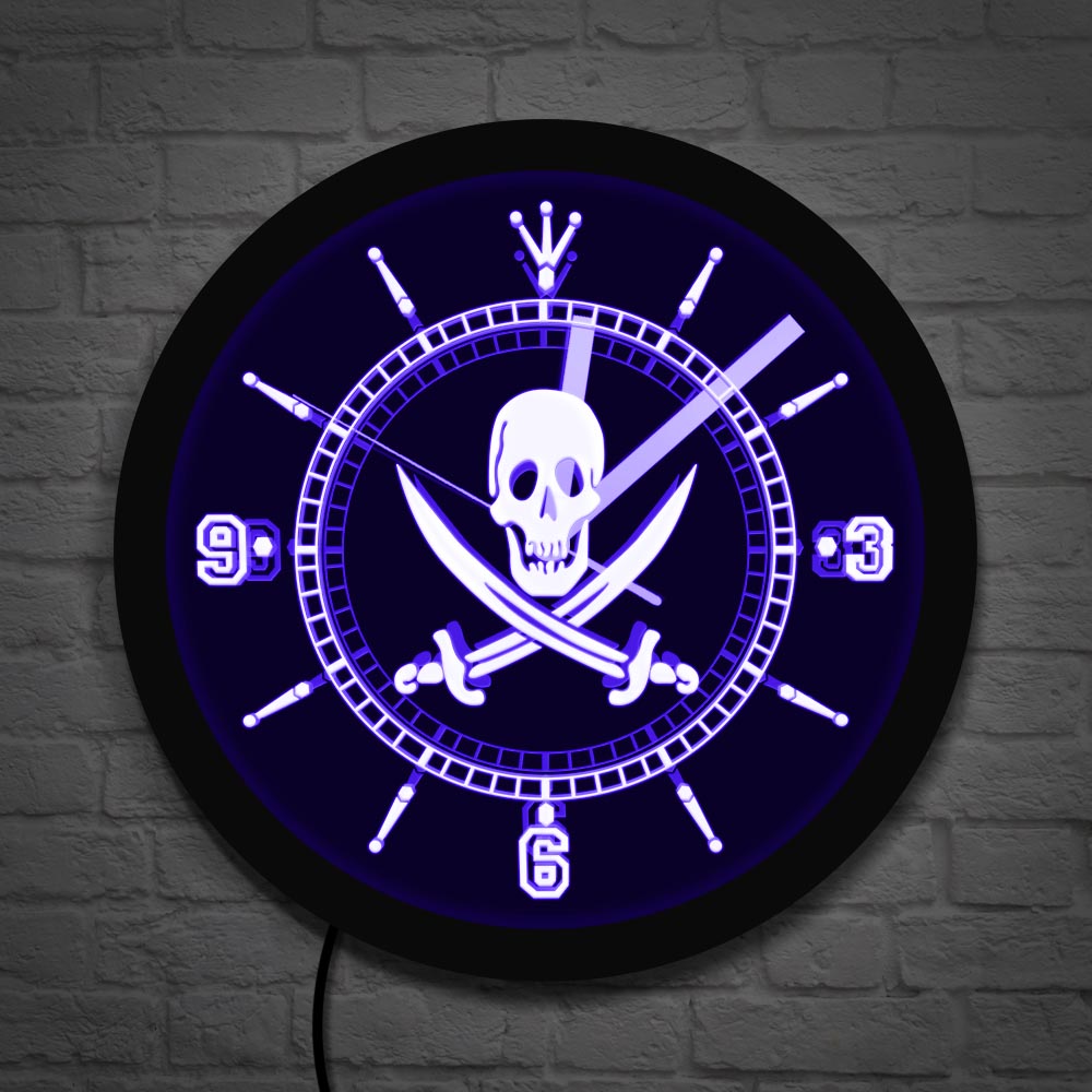 Jolly Roger Piraat Led Neon Sign Wandklok Met Led ... – Vicedeal