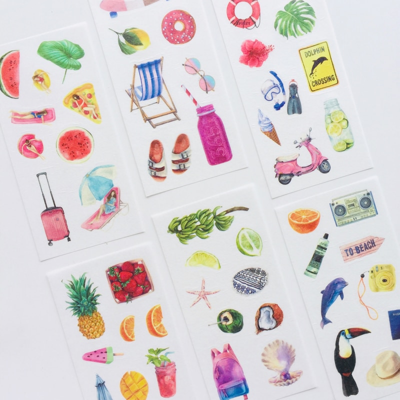 6 Sheet Summer Hawaii Vacation Washi Paper Decorat... – Grandado