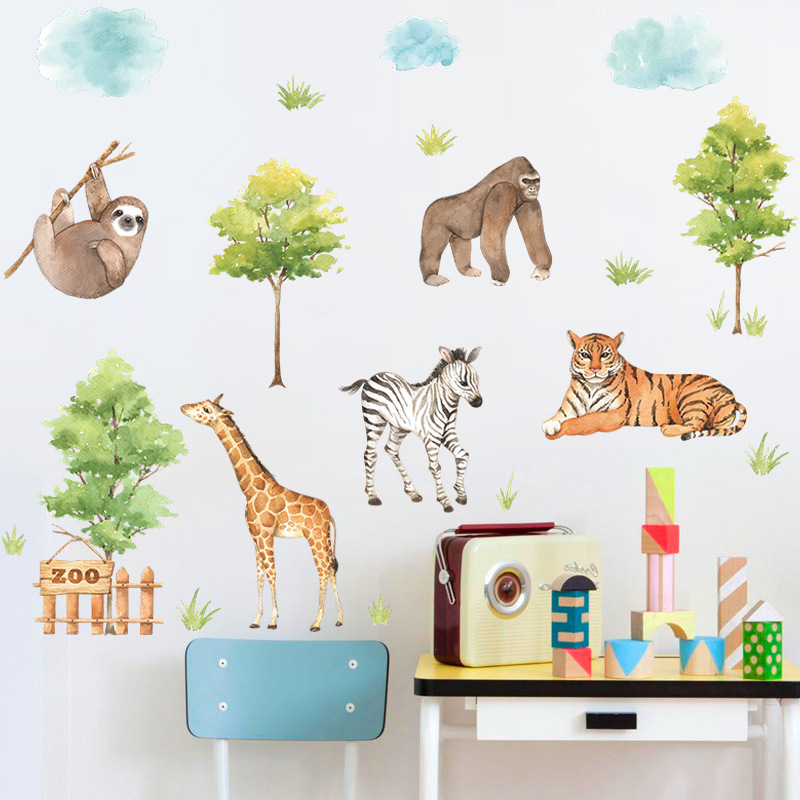 Cartoon Jungle Animal Elephant Wall Stickers Cute ... – Grandado