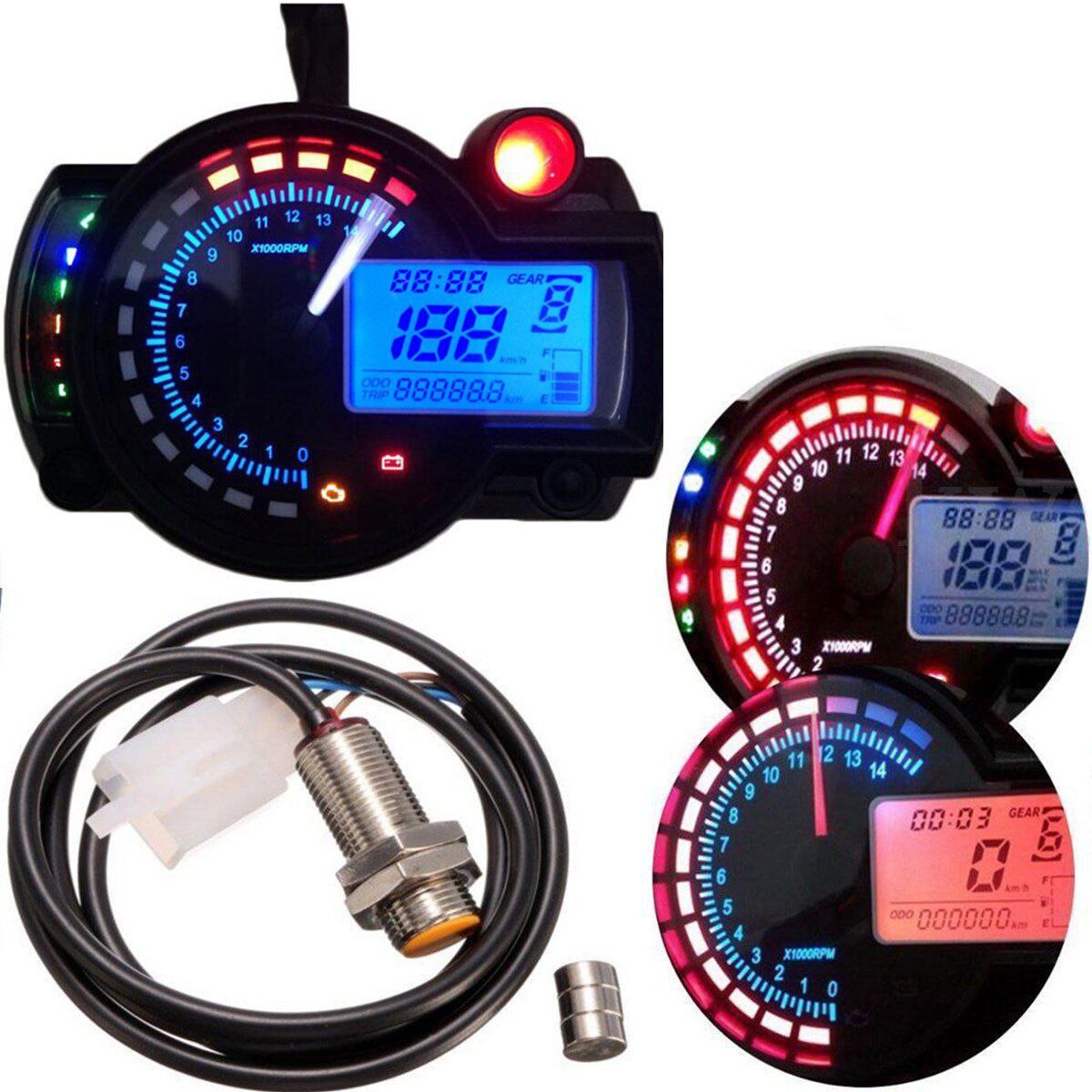 7 Colors Motorcycle Speedometer LCD Digital Odomet... – Vicedeal