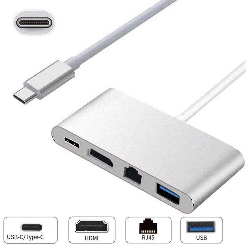 Type C to HDMI 4K+ Ethernet Adapter Network Card R... – Grandado