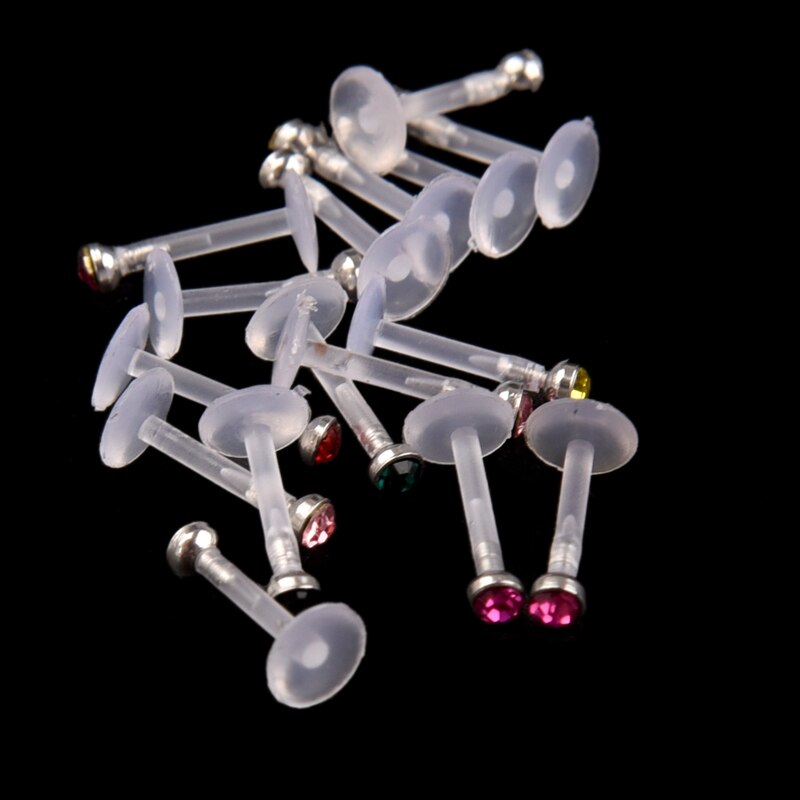 16 6Mm Multicolor Labret Lip Bars Rings Piercing – Grandado